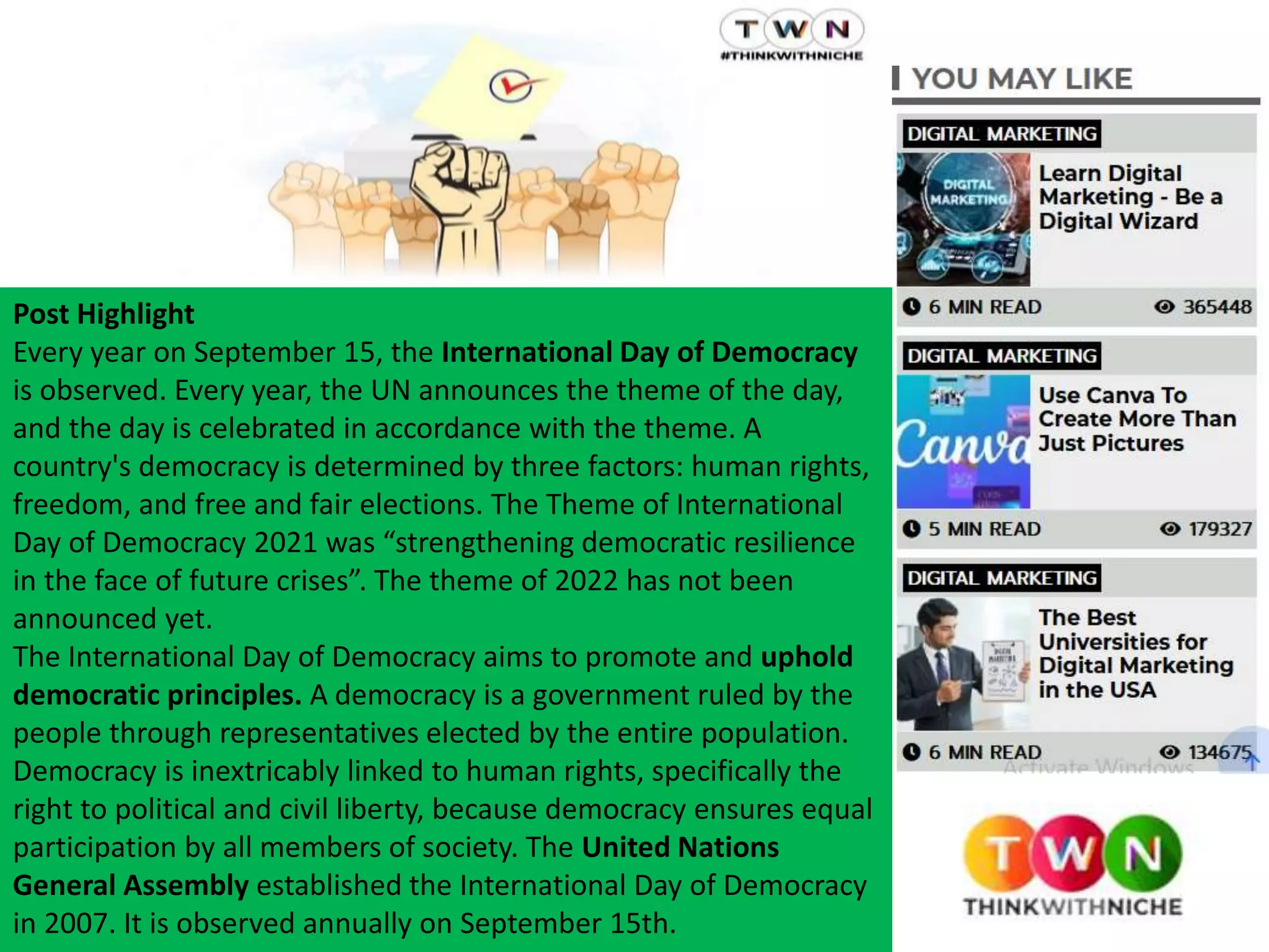 International Day Of Democracy 2022: Promote Democratic Values Around ...
