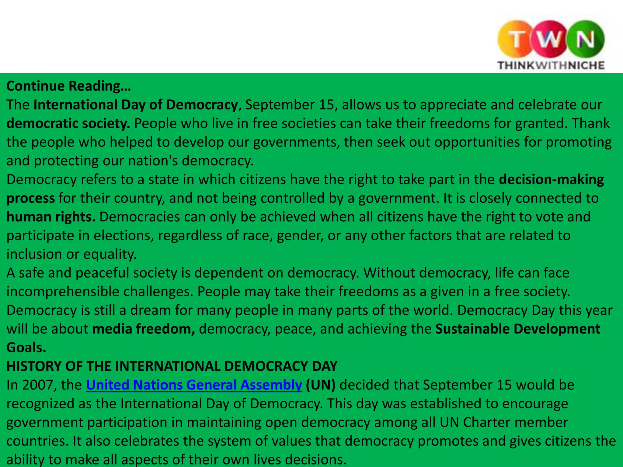 International Day Of Democracy 2022: Promote Democratic Values Around ...