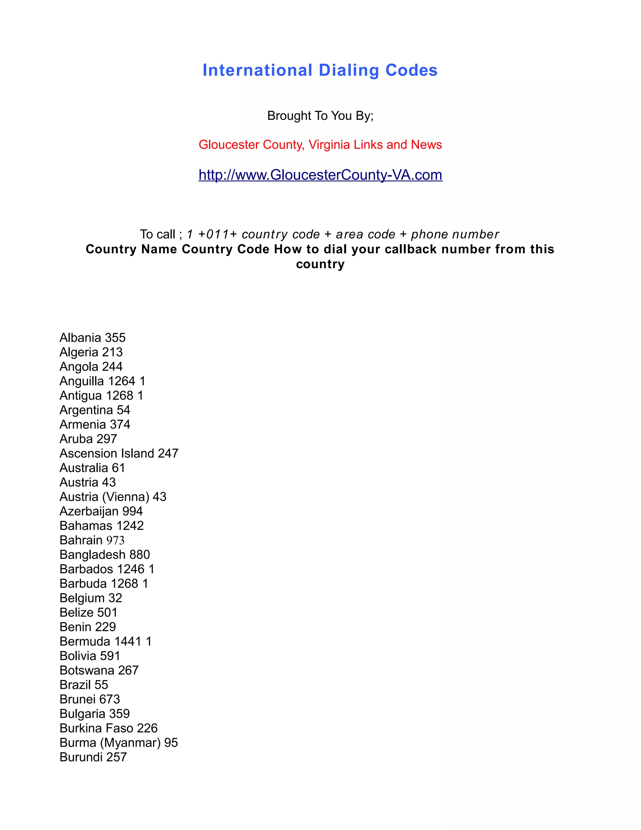 International Country Calling Codes 2 | PDF