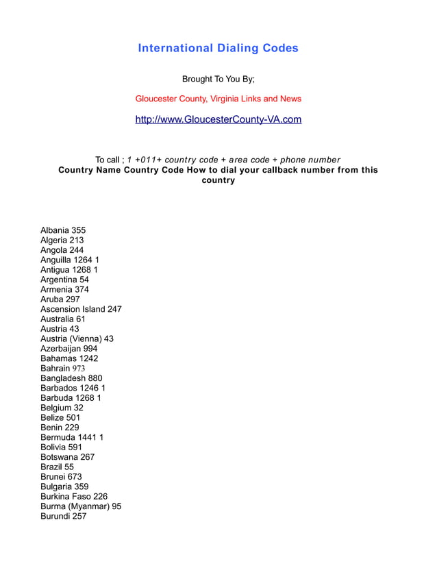 International Country Calling Codes 2 | PDF