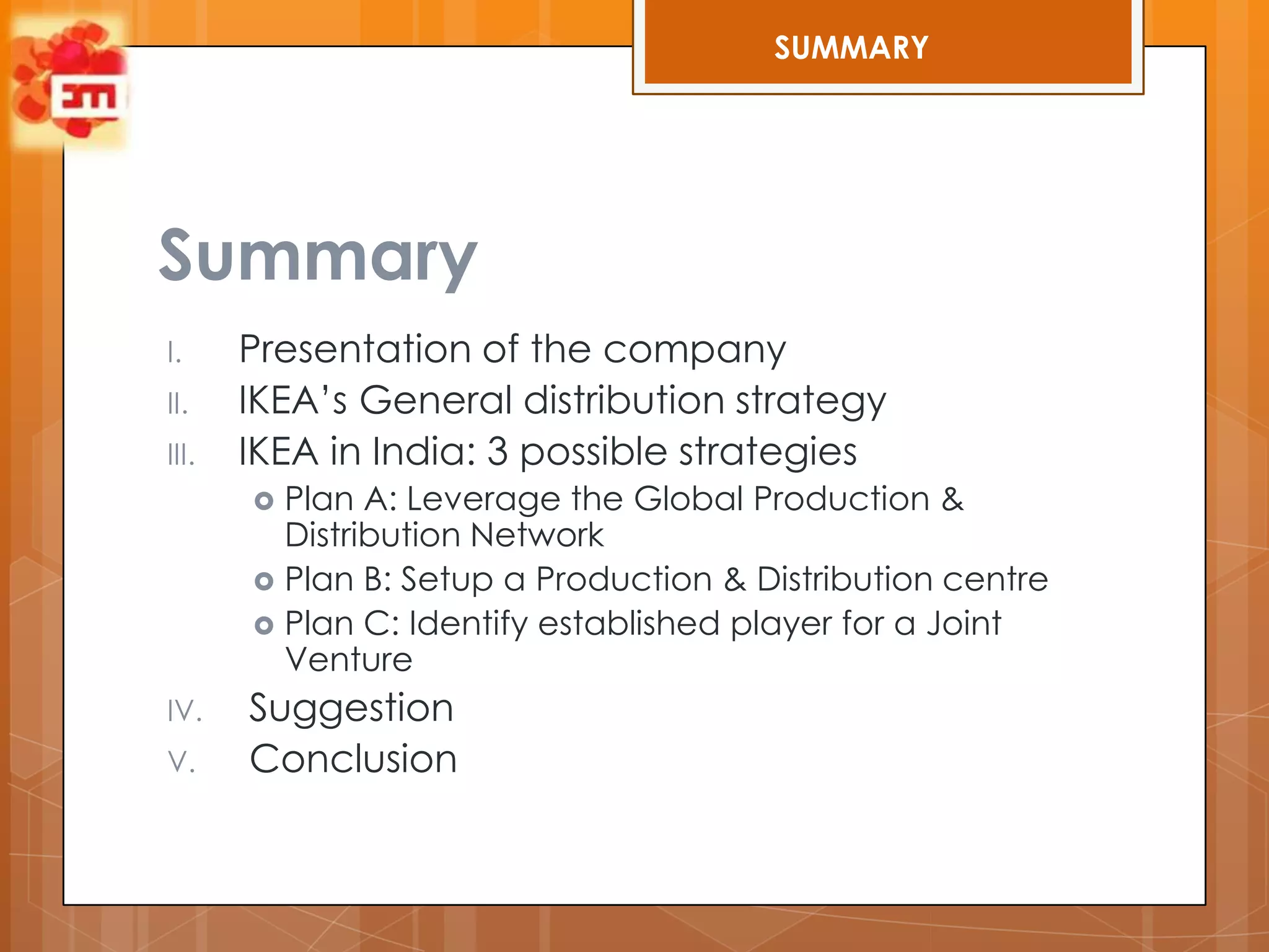 IKEA's Distribution Strategy in India | PPTX
