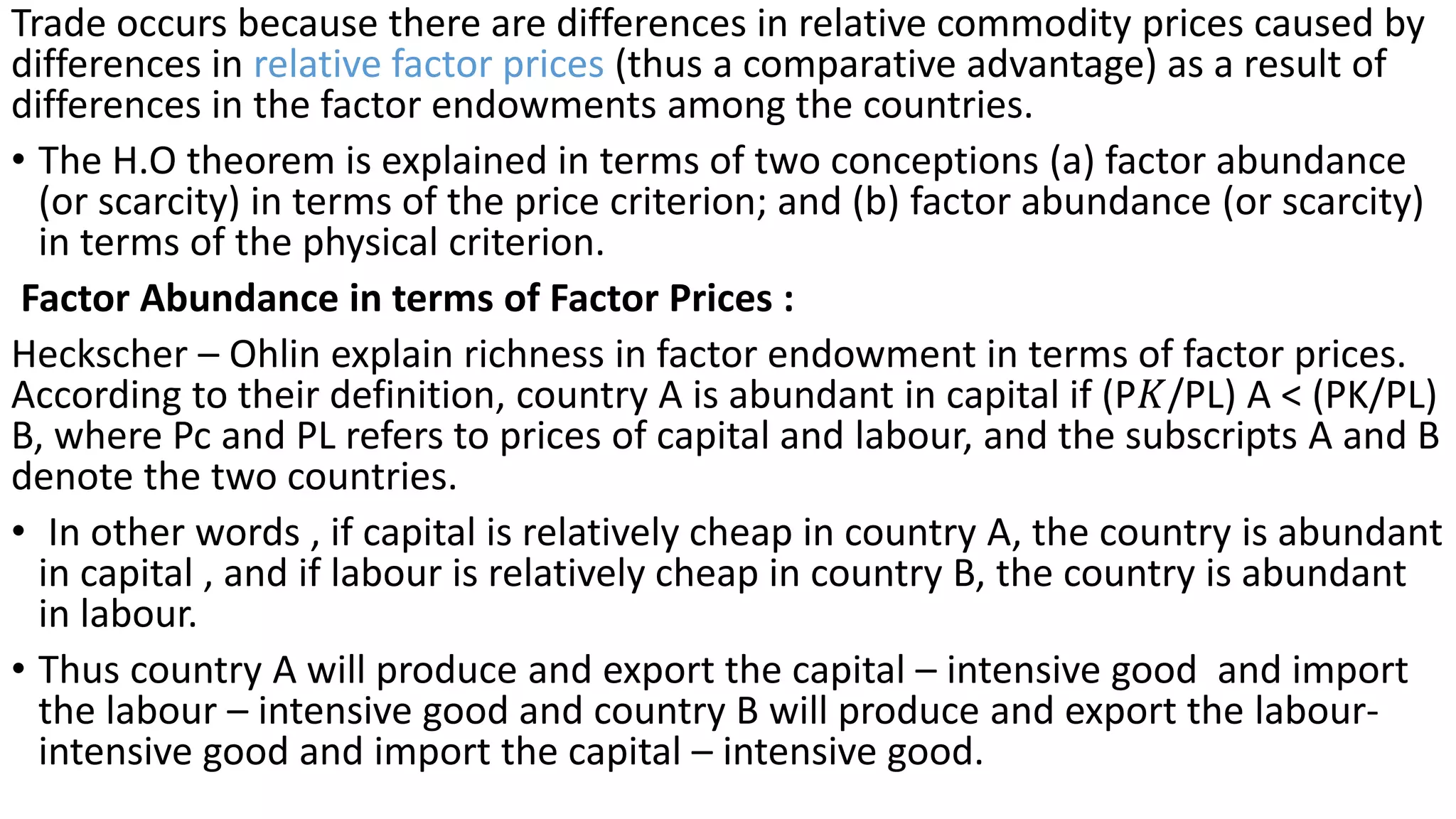 HO THEORY MODERN THEORY OF INTERNATIONAL TRADE | PPTX