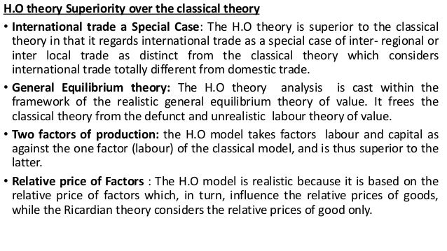 HO THEORY MODERN THEORY OF INTERNATIONAL TRADE