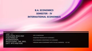International economics Unit - V | PPTX