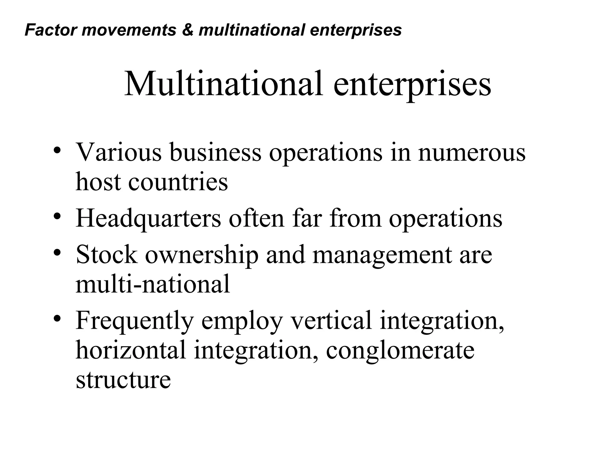 International factor movements and multinational enterprises | PPT