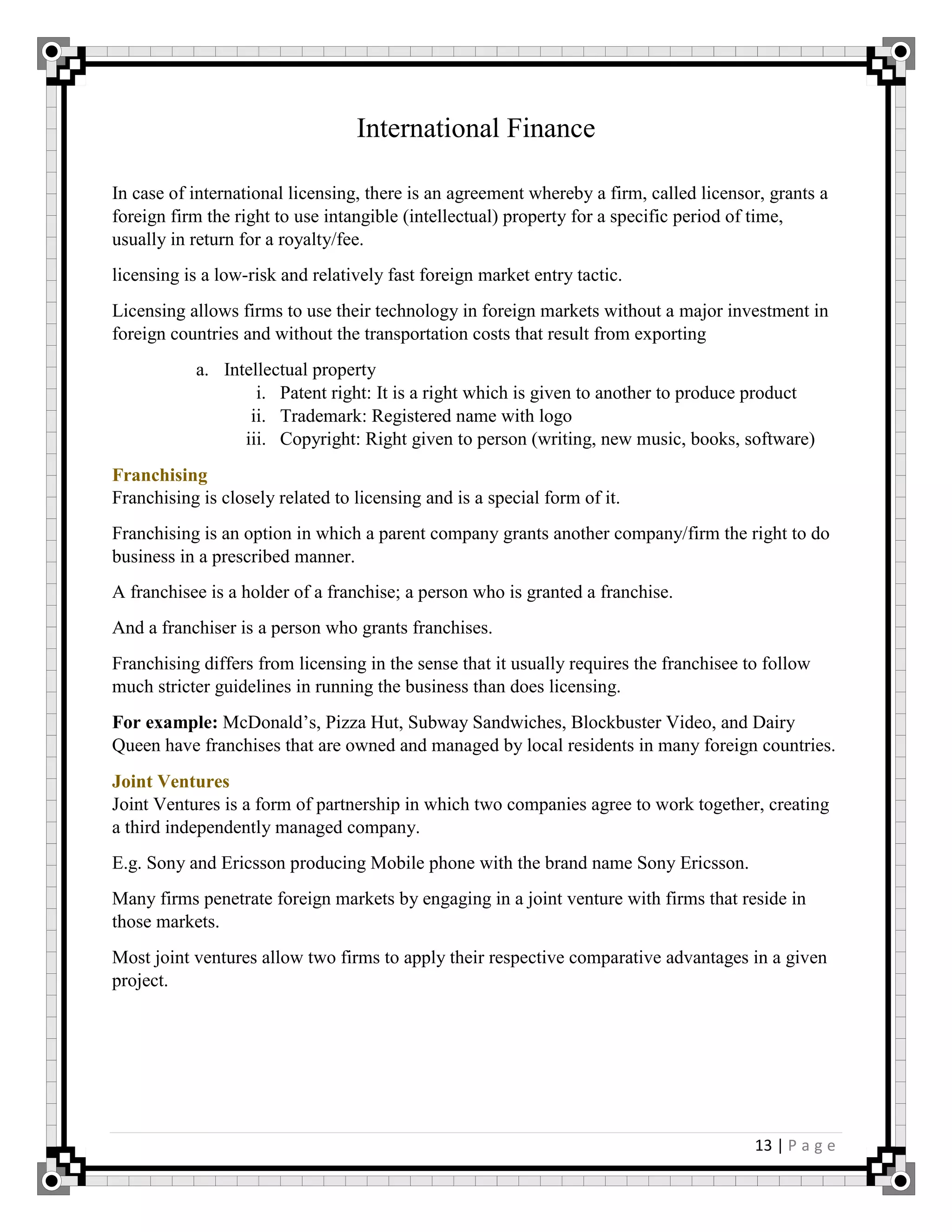 International Finance Notes.pdf | Large Business | Business