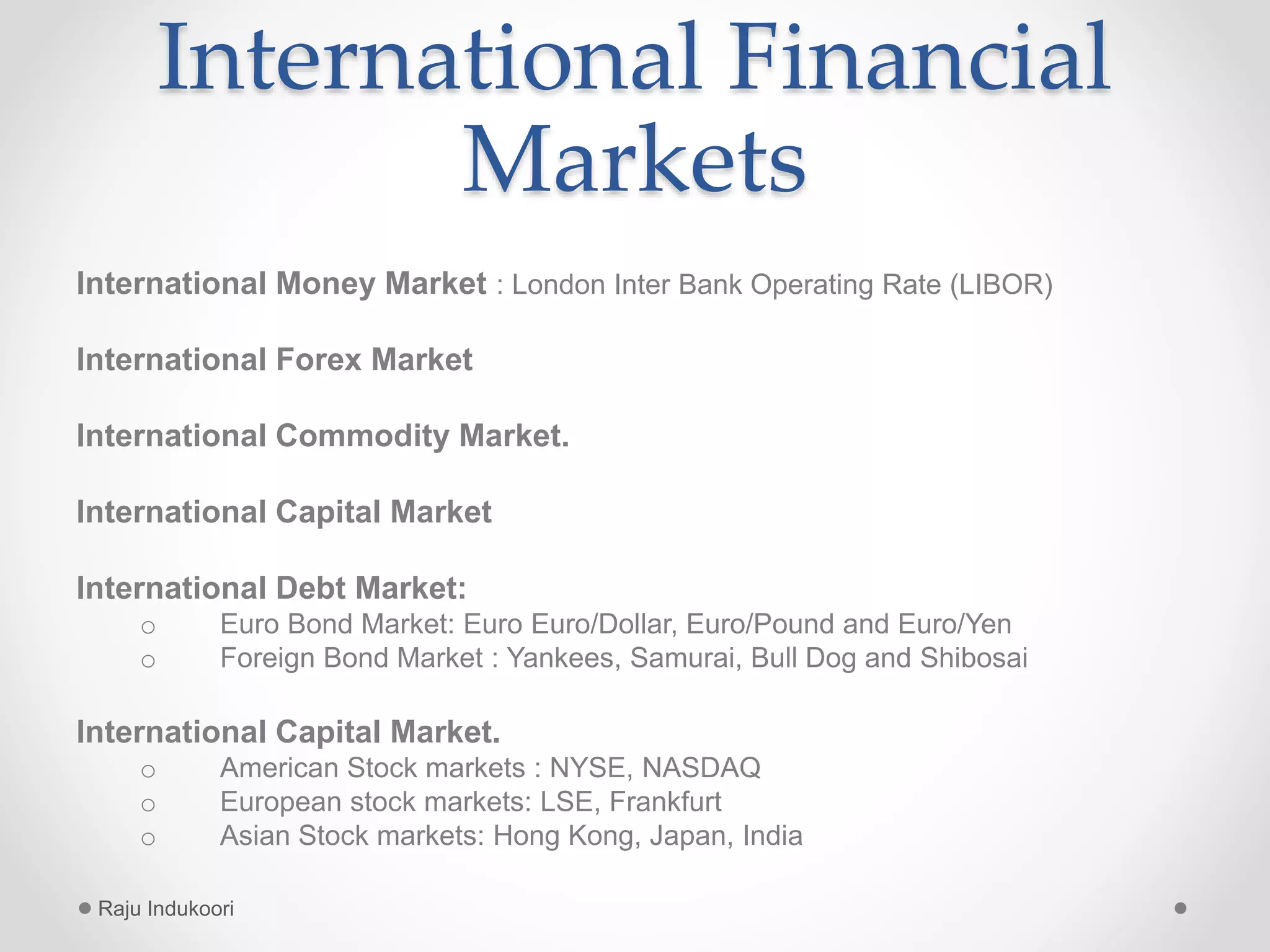 International Financial Markets | PPT