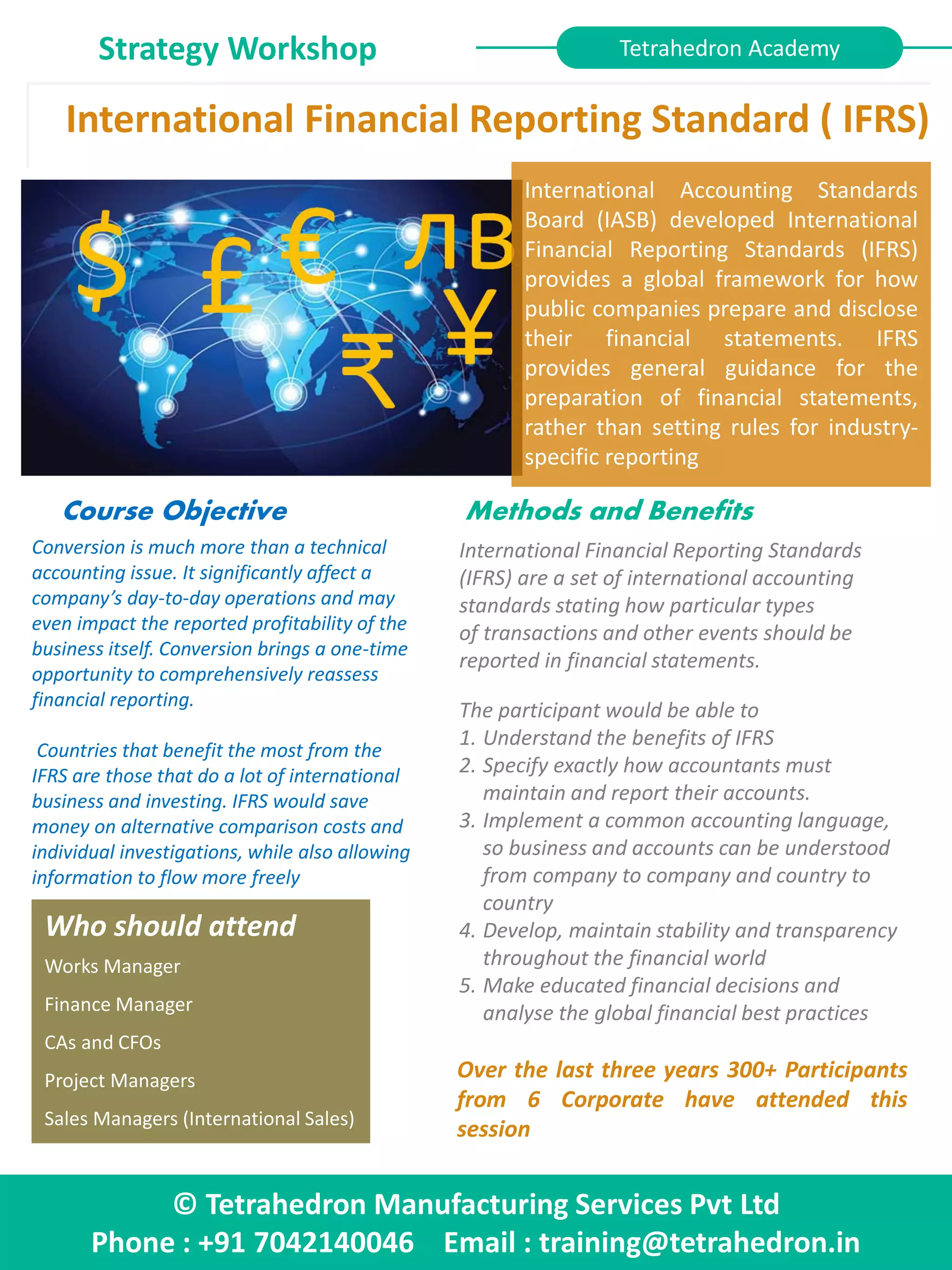 International Financial Reporting Standard (IFRS) Workshop by Tetrahedron | PDF