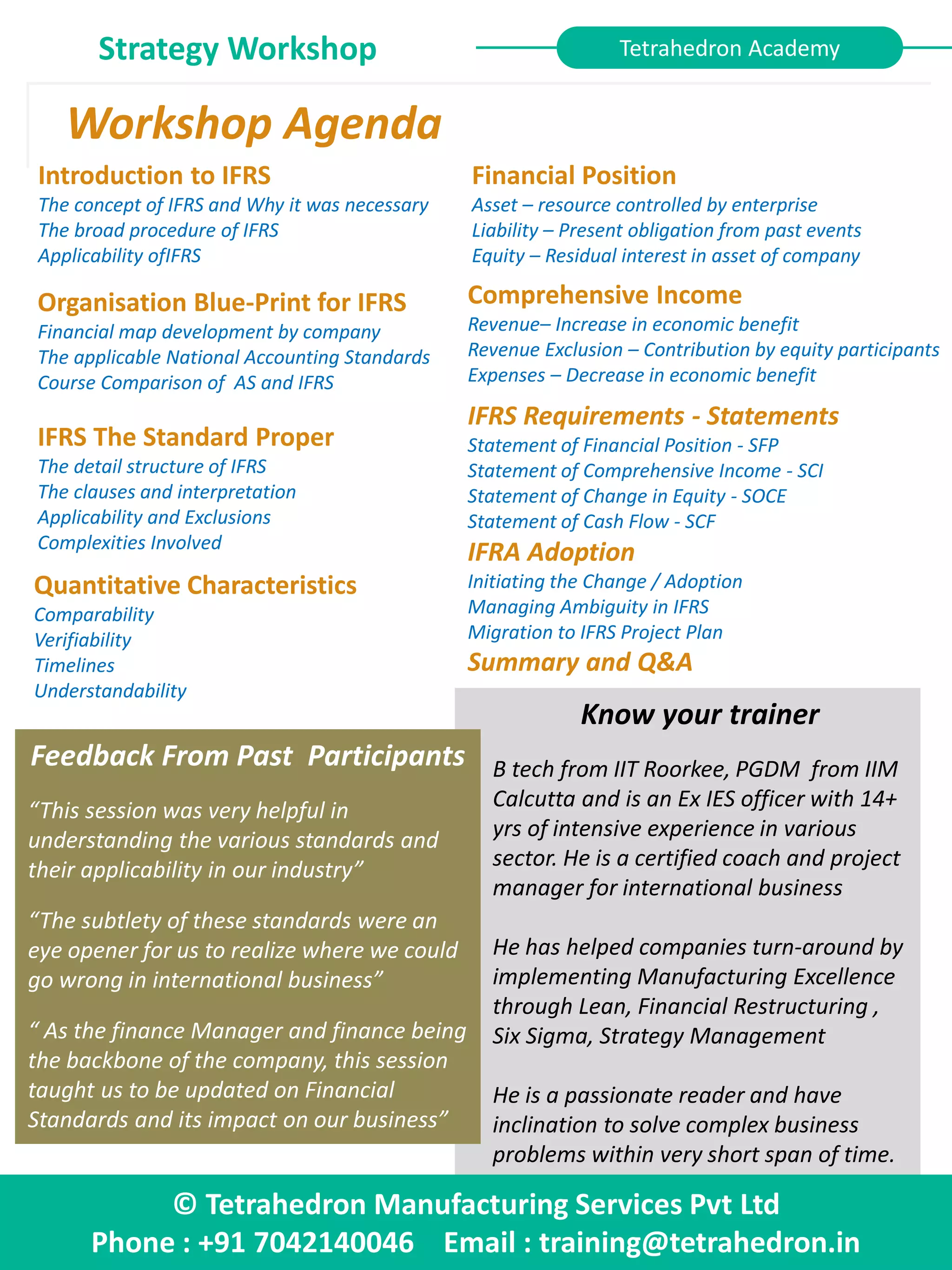 International Financial Reporting Standard (IFRS) Workshop by Tetrahedron | PDF