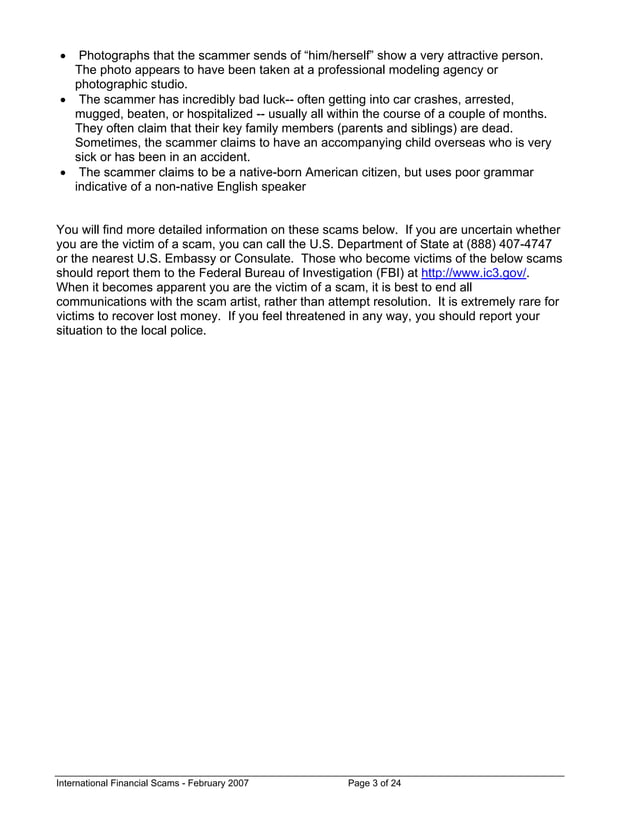 International Financial Scams Brochure | PDF