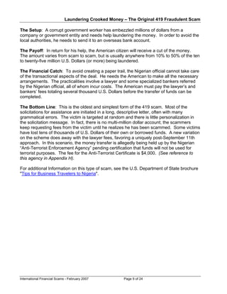 International Financial Scams Brochure | PDF