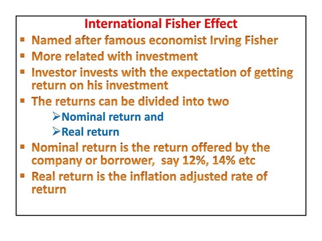 International fisher effect | PPTX | Stocks and Bonds | Personal Investing