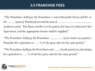 INTERNATIONAL FRANCHISE AGREEMENT TEMPLATE | PDF