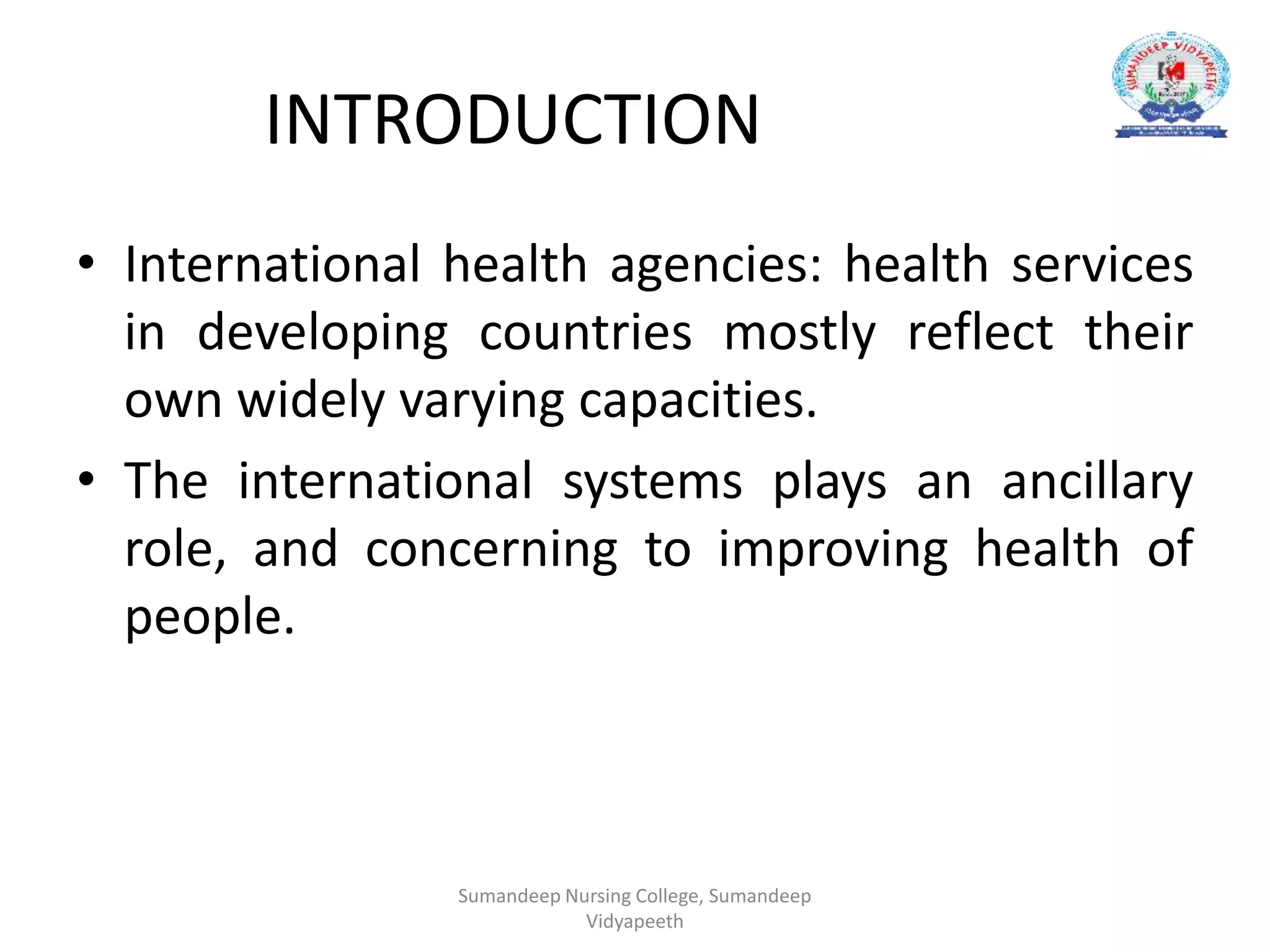 International health agencies | PPTX