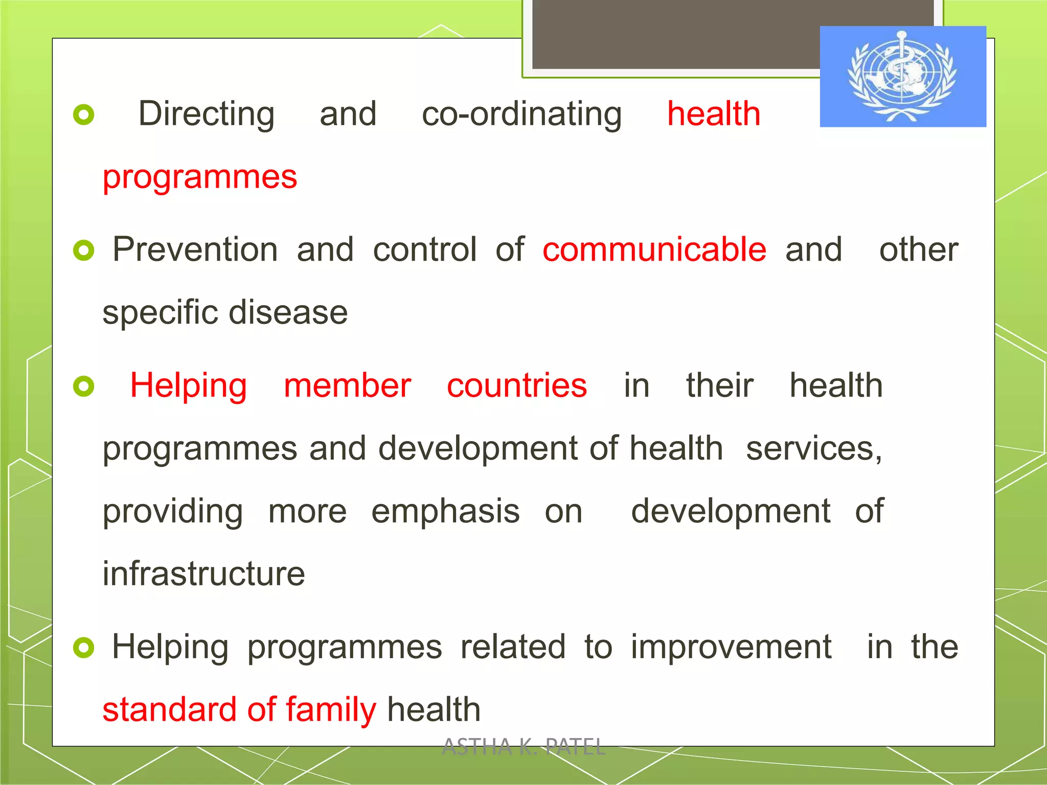 International Health Agencies | Community Health Nursing | PPTX