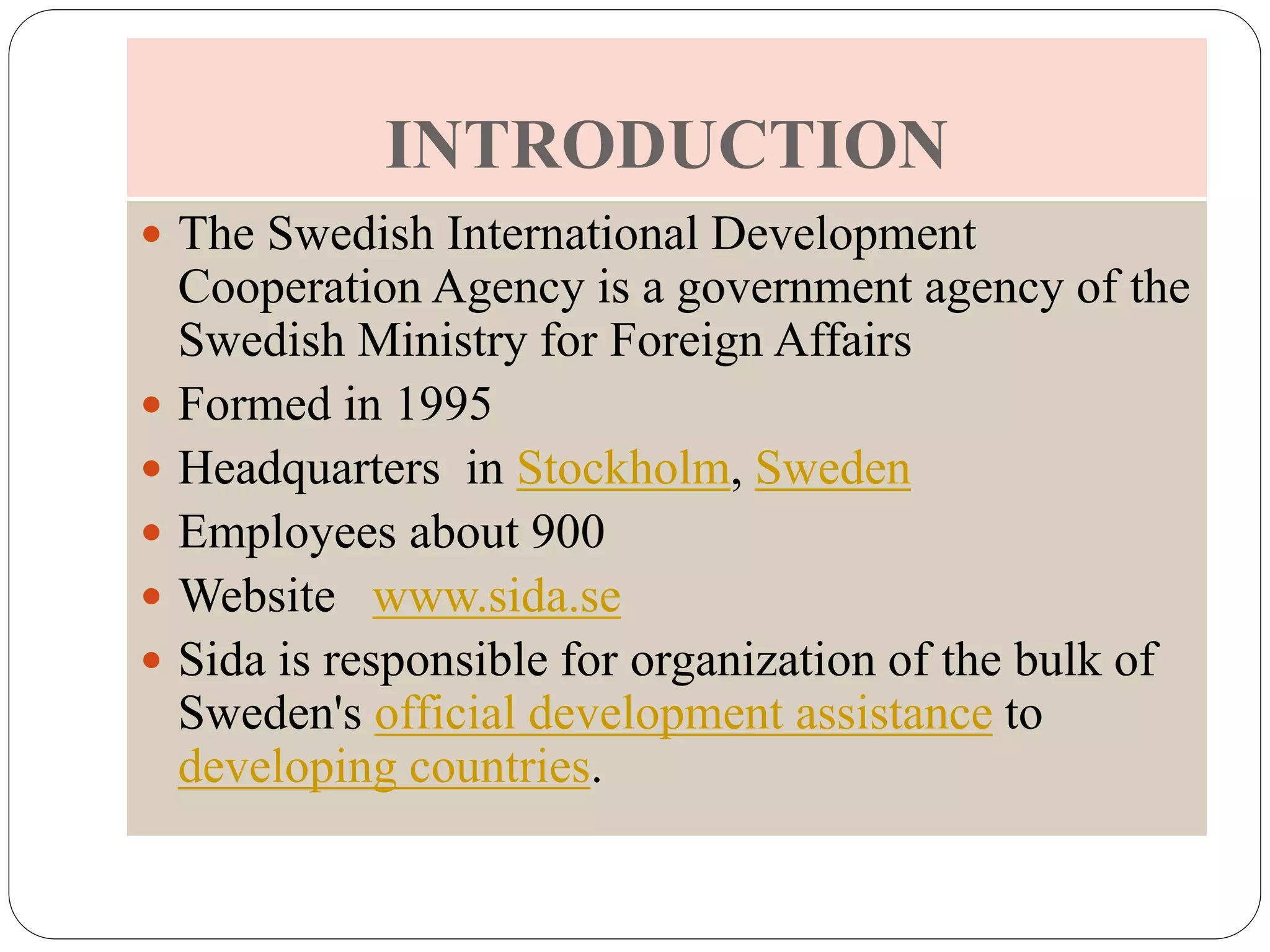 International health agencies (danida & sida) | PPTX
