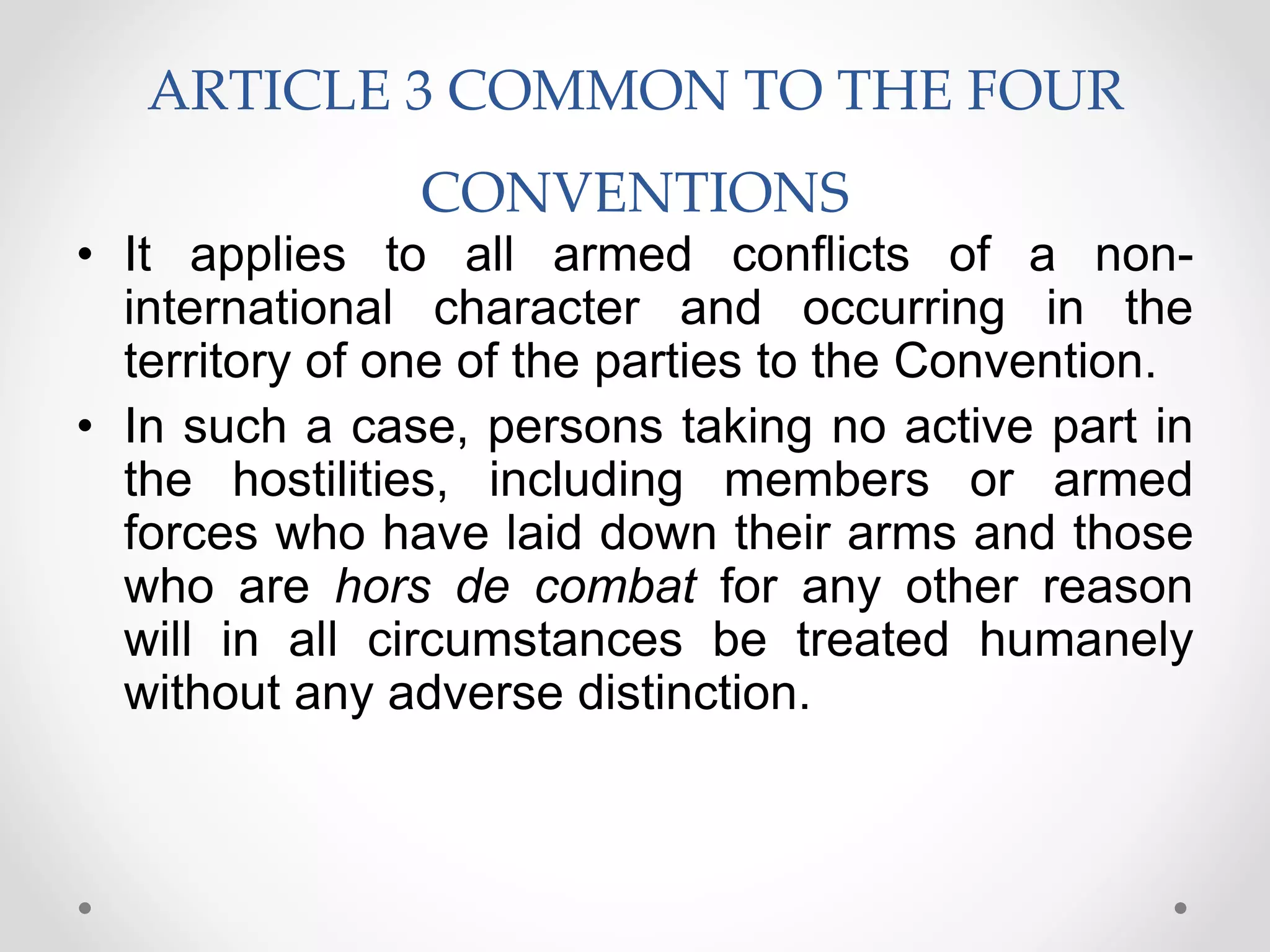 International Humanitarian Law Lecture 6 - Core Principles of IHL | PPTX