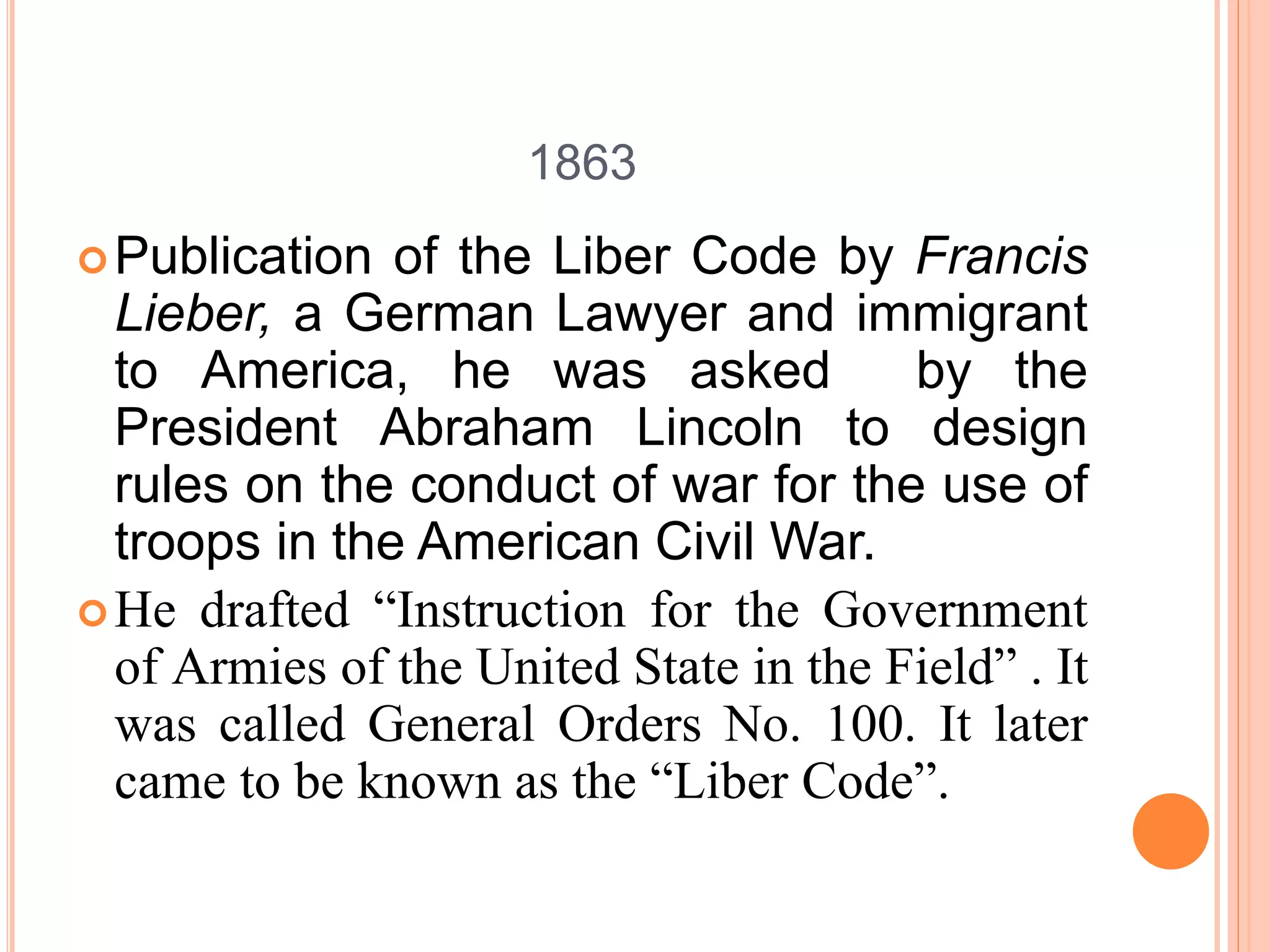 International Humanitarian Law Lecture 7 - A Brief History of IHL | PPTX