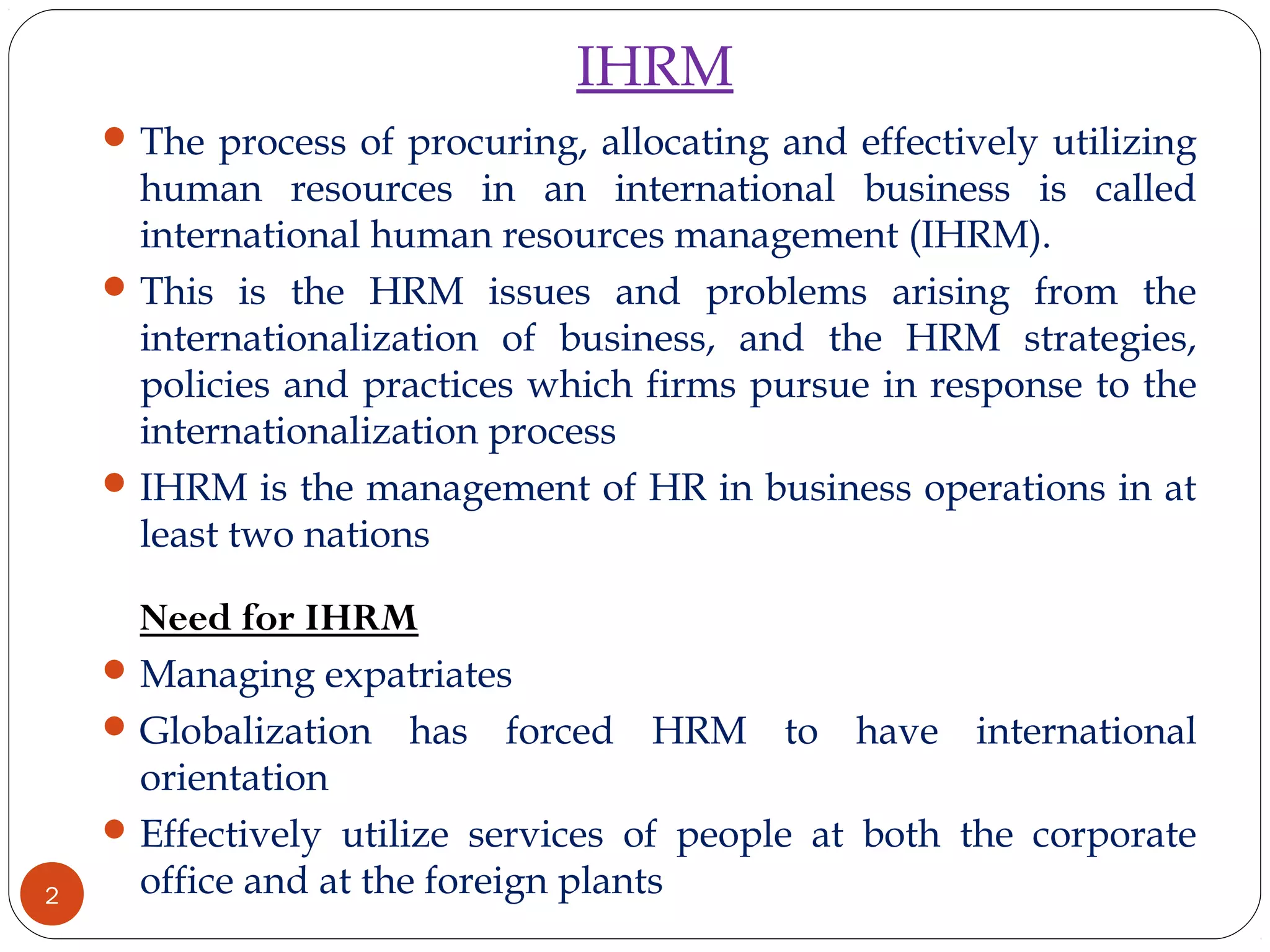 International Human Resources Management | PPT