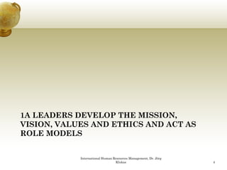 1a Leaders develop the Mission, Vision, Values and ethics and act as role models | PDF
