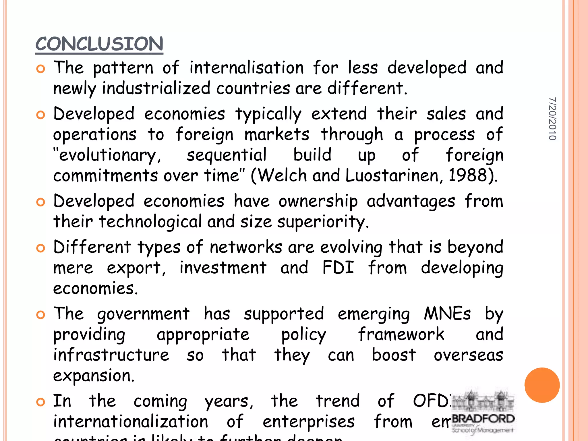 Internationalisation process in developed and developing countries ...