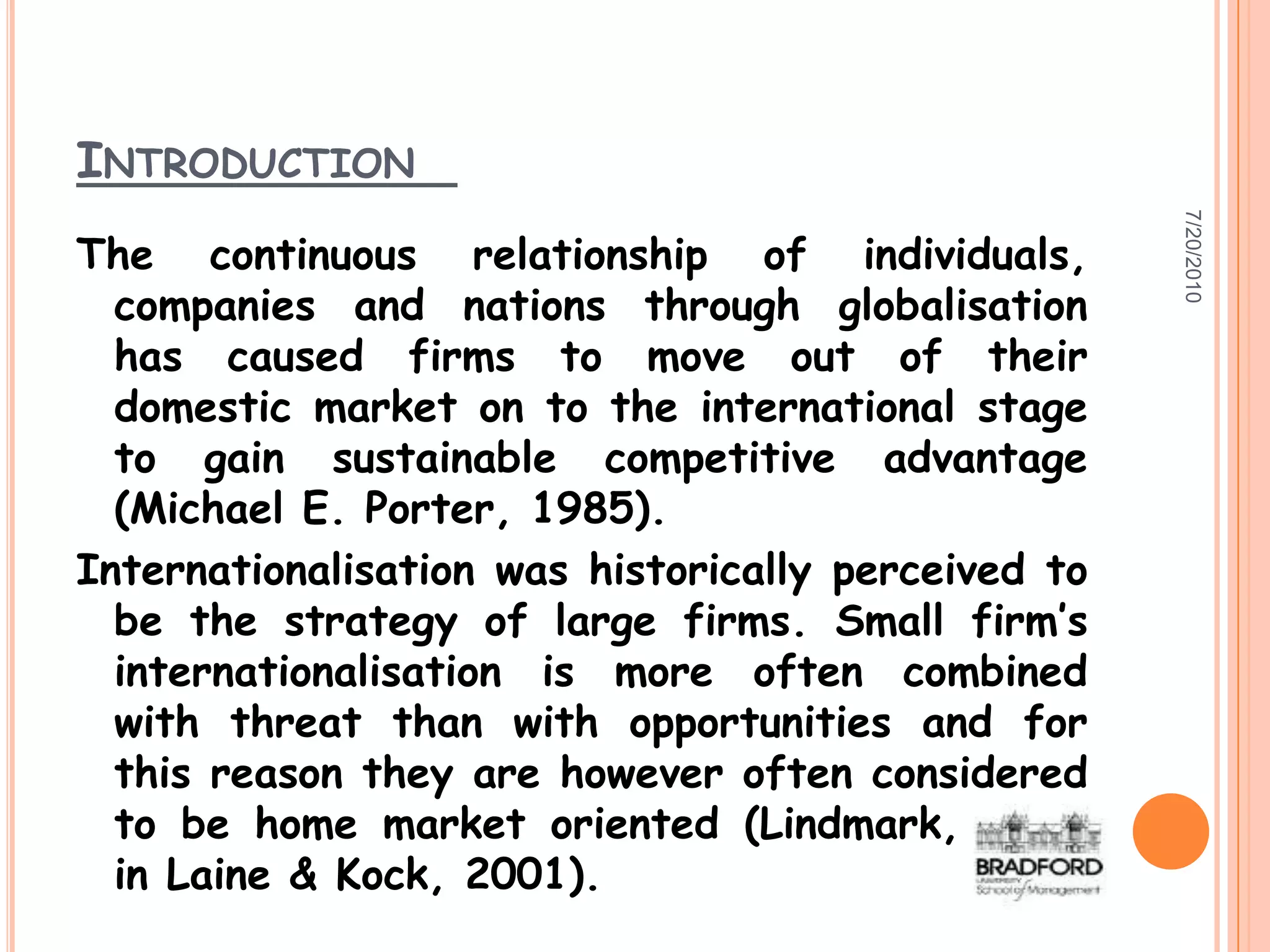 Internationalisation process in developed and developing countries ...