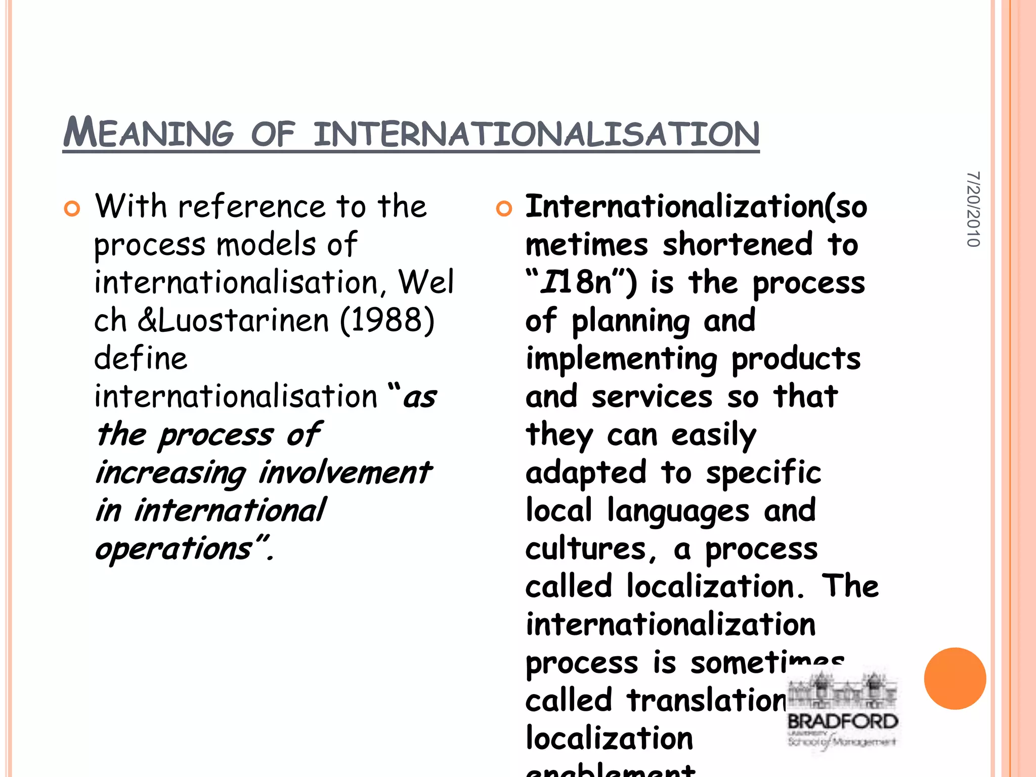 Internationalisation process in developed and developing countries ...