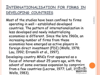Internationalisation process in developed and developing countries | PPT