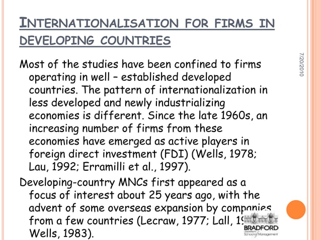 Internationalisation process in developed and developing countries ...