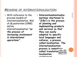 Internationalisation process in developed and developing countries ...