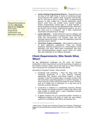 Internationalization (i18n) and Localization (l10n) - Partners in Successful Globalization | PDF