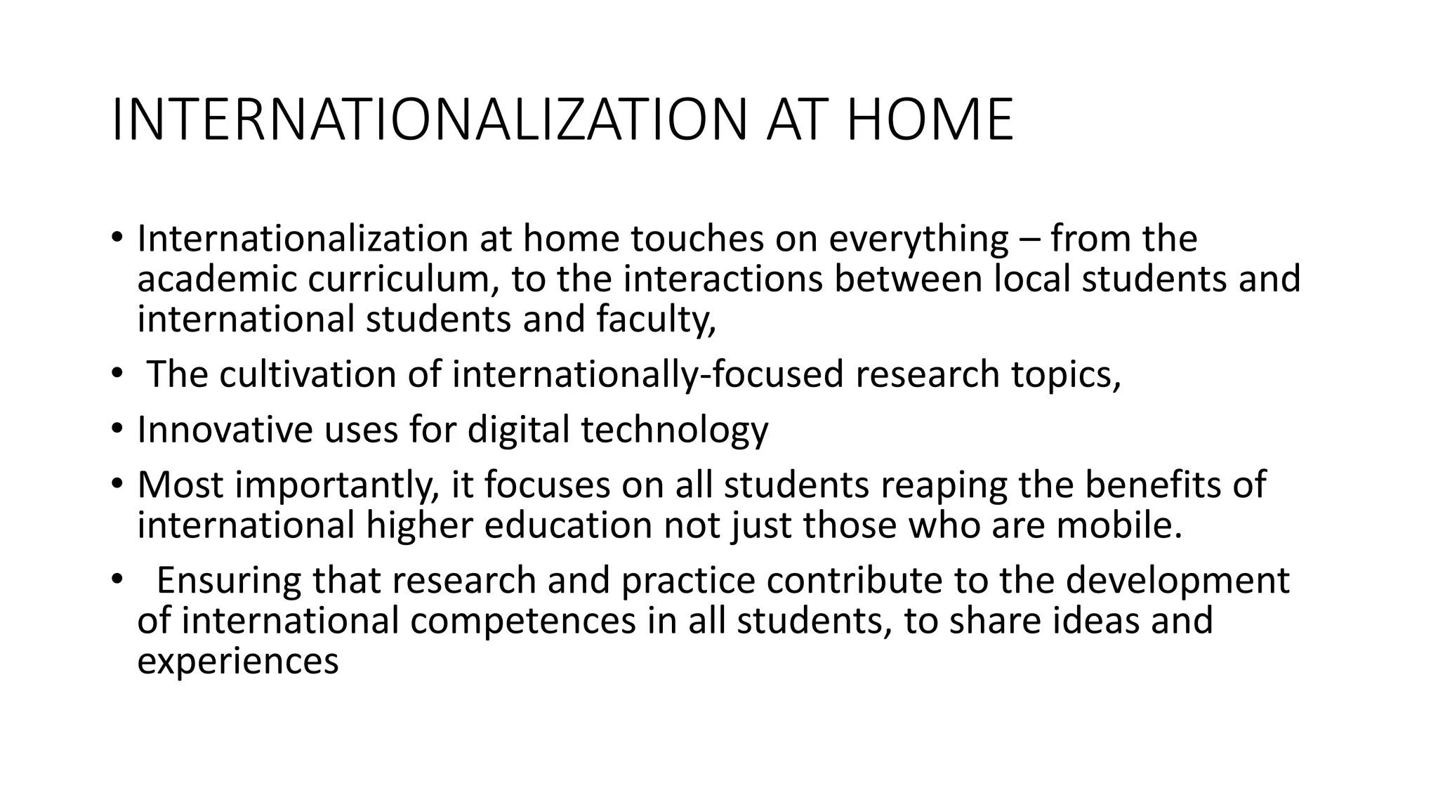 INTERNATIONALIZATION OF HIGHER EDUCATION | PPTX