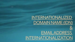 INTERNATIONALIZED DOMAIN NAME (IDN) & EMAIL ADDRESS ...