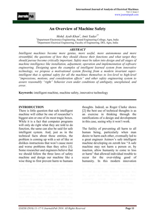 International Journal of Analysis of Electrical Machines (Vol 2 Issue 2 ...