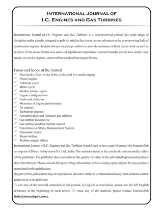 International Journal of I.C. Engines and Gas Turbines vol 2 issue 1 ...