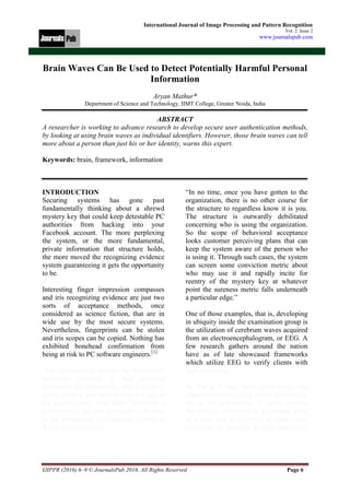 International Journal of Image Processing and Pattern Recognition Vol 2 ...