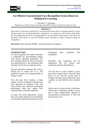 International Journal of Image Processing and Pattern Recognition Vol 2 Issue 2 | PDF