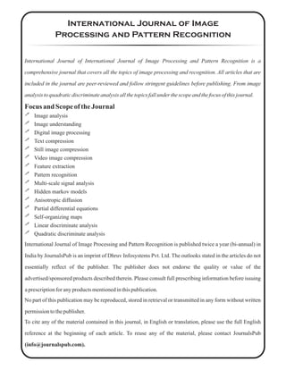 International Journal of Image Processing and Pattern Recognition Vol 2 ...