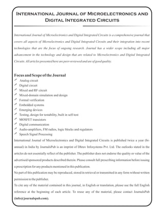 International Journal of Microelectronics and Digital Integrated ...