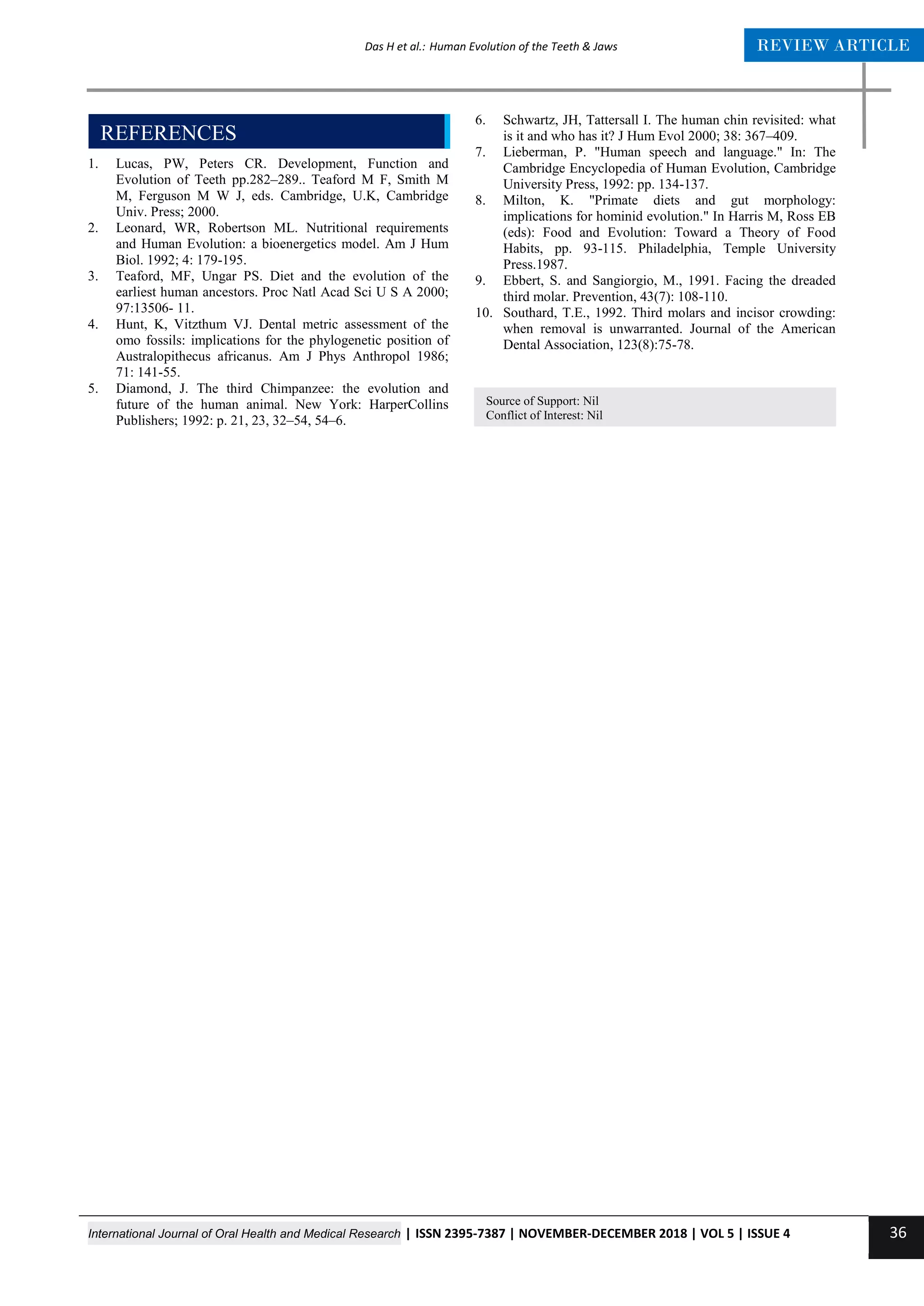 Human Evolution of the Teeth & Jaws: A Mouthful of History ...