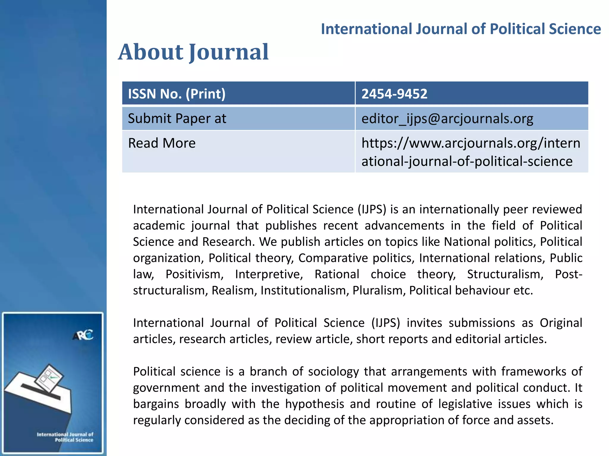 International Journal of Political Science - ARC Journals | PPTX