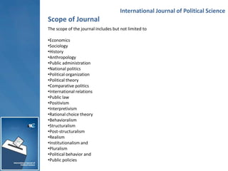 International Journal of Political Science - ARC Journals | PPTX | Science