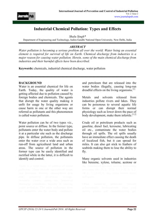 International Journal of Prevention and Control of Industrial Pollution - Vol 2_Issue 2 | PDF