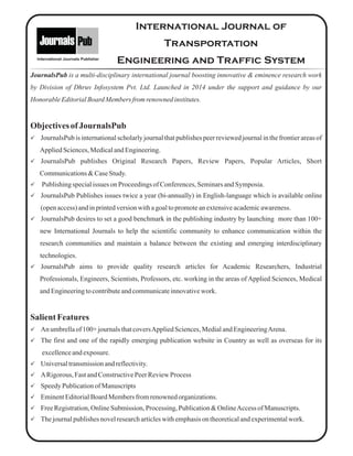 International journal of Transportation Engineering and Traffic System ...