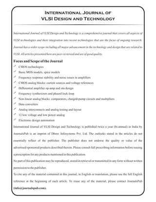 International Journal of VLSI Design and Technology vol 2 issue 1 | PDF