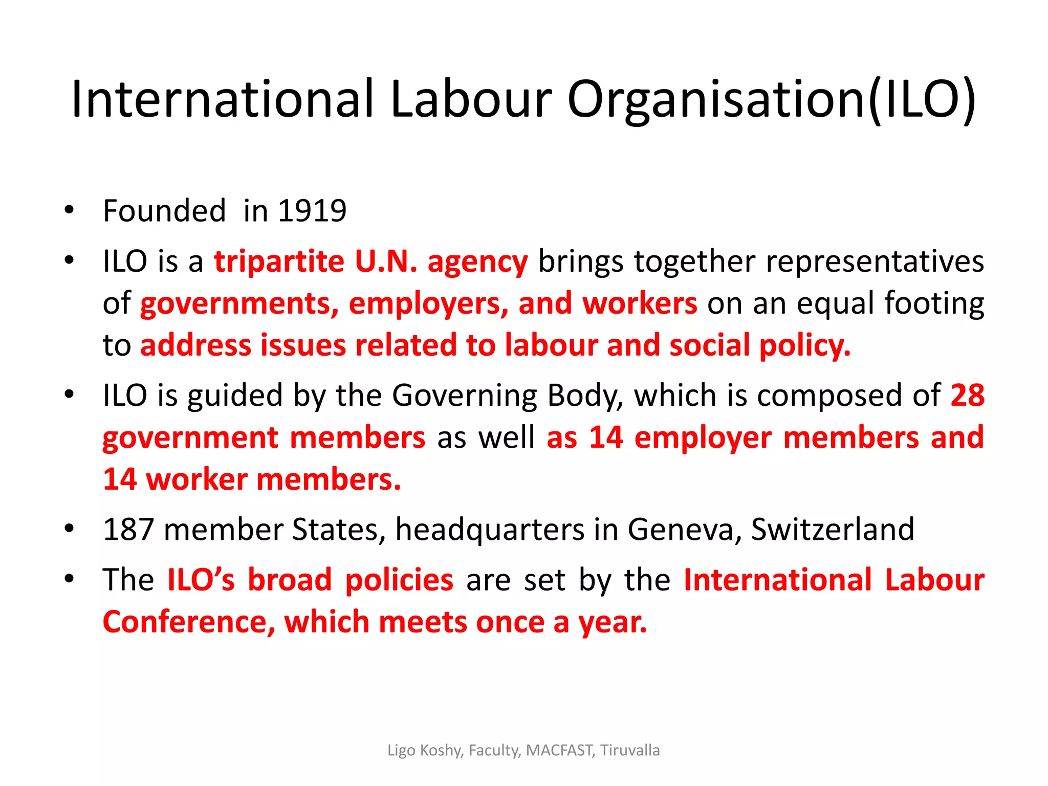 International labour organisation and international labour standards | PPTX
