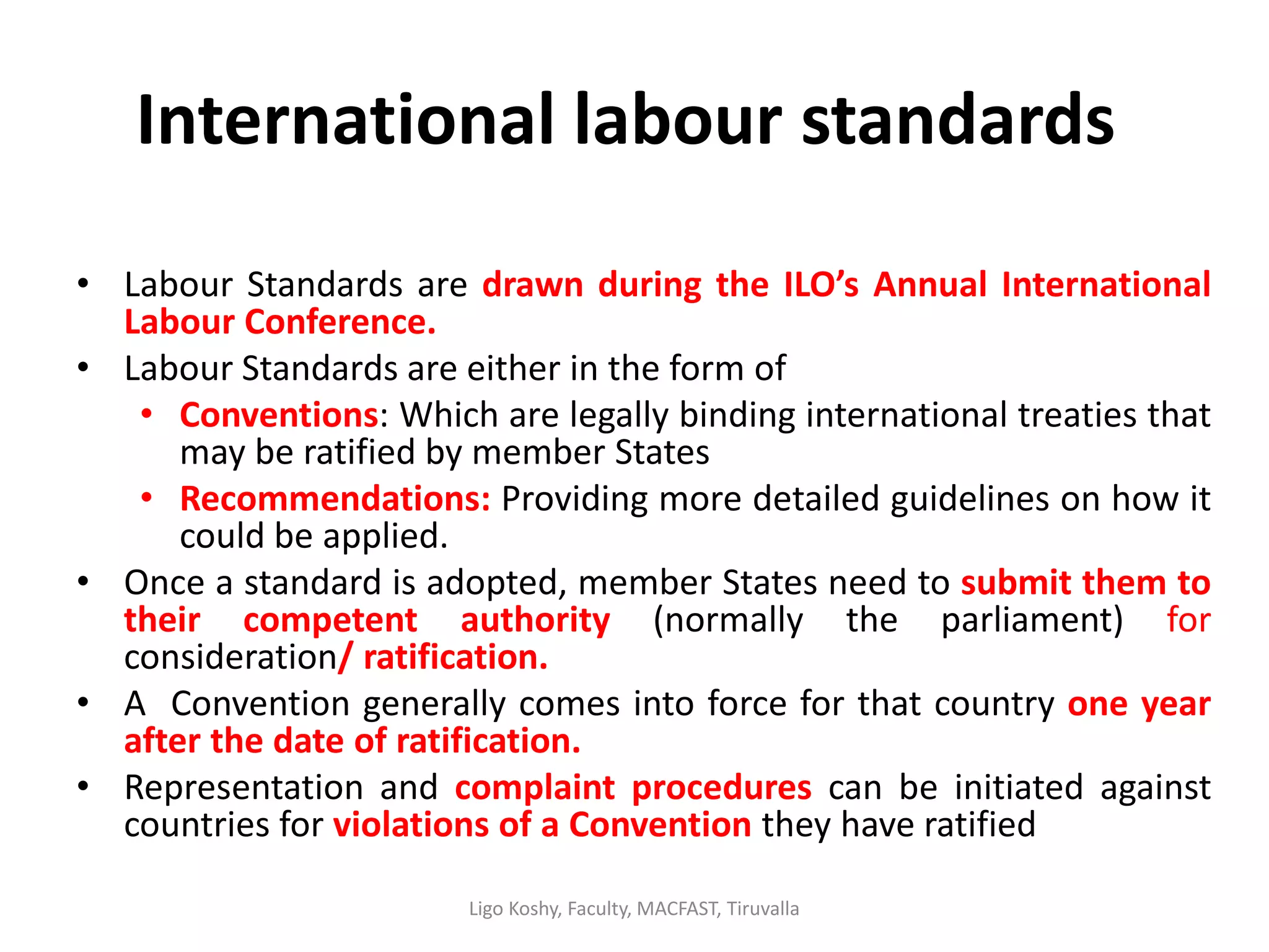 International labour organisation and international labour standards | PPTX