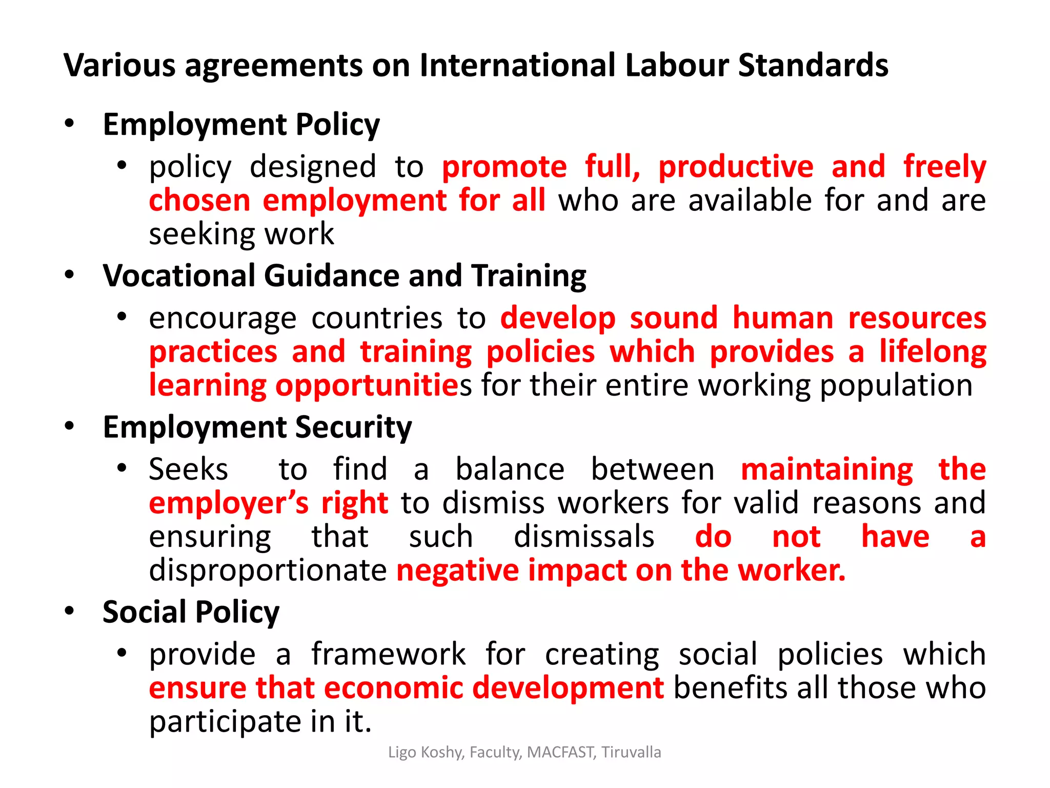 International labour organisation and international labour standards | PPTX