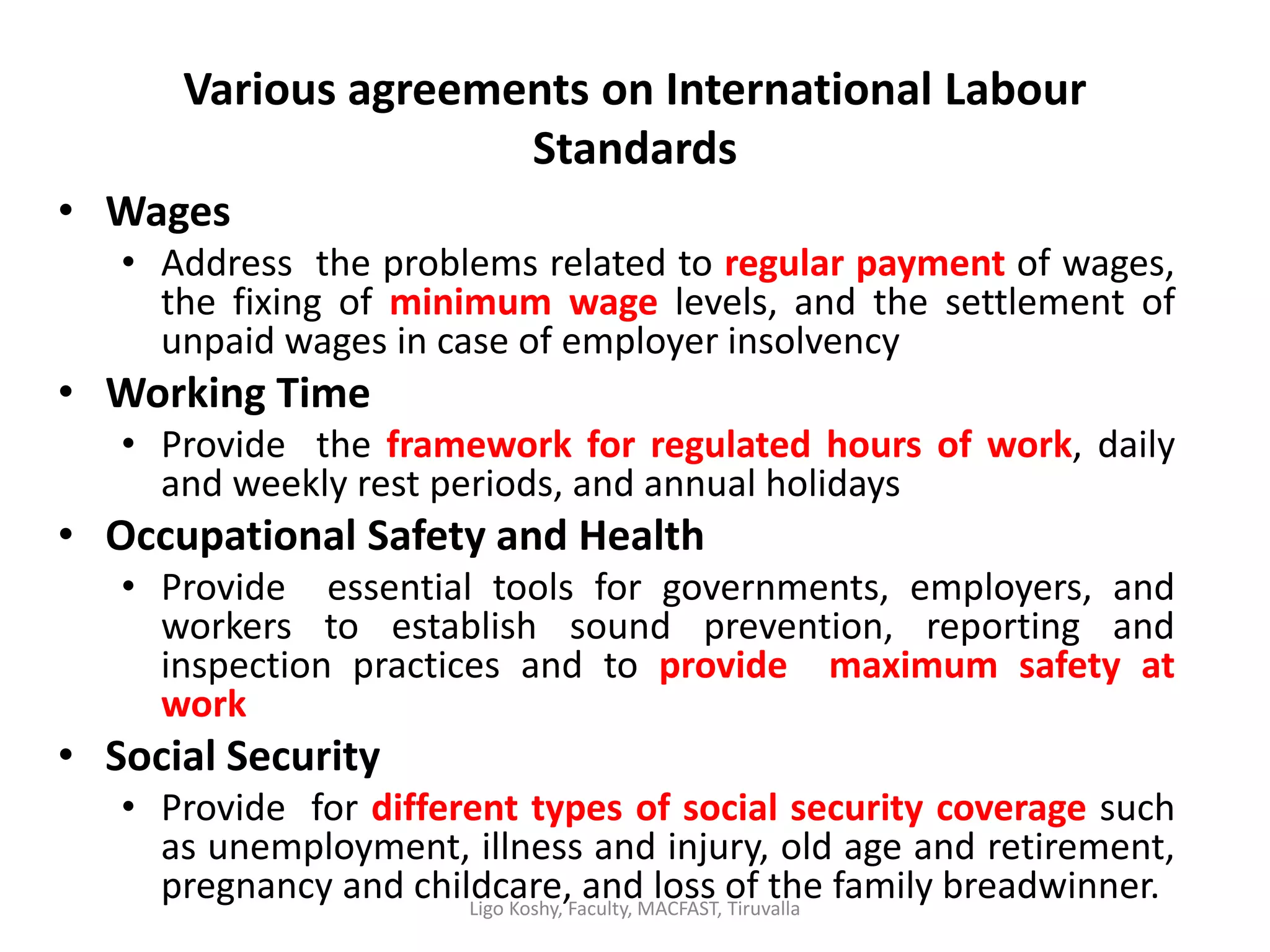 International labour organisation and international labour standards | PPTX