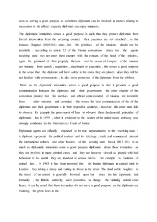 International law diplomatic immunities | DOCX | Law